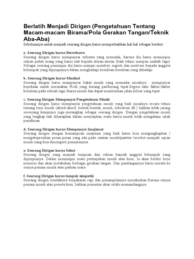Teknik Dasar Menjadi Dirigen | PDF