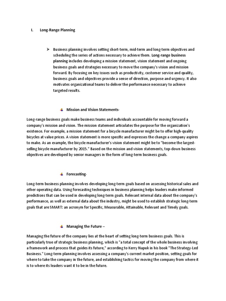 Long Range Planning | PDF | Goal | Planning