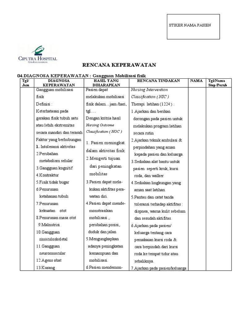 Askep Gangguan Mobilisasi Fisik | PDF | Pengembangan Diri | Sains ...