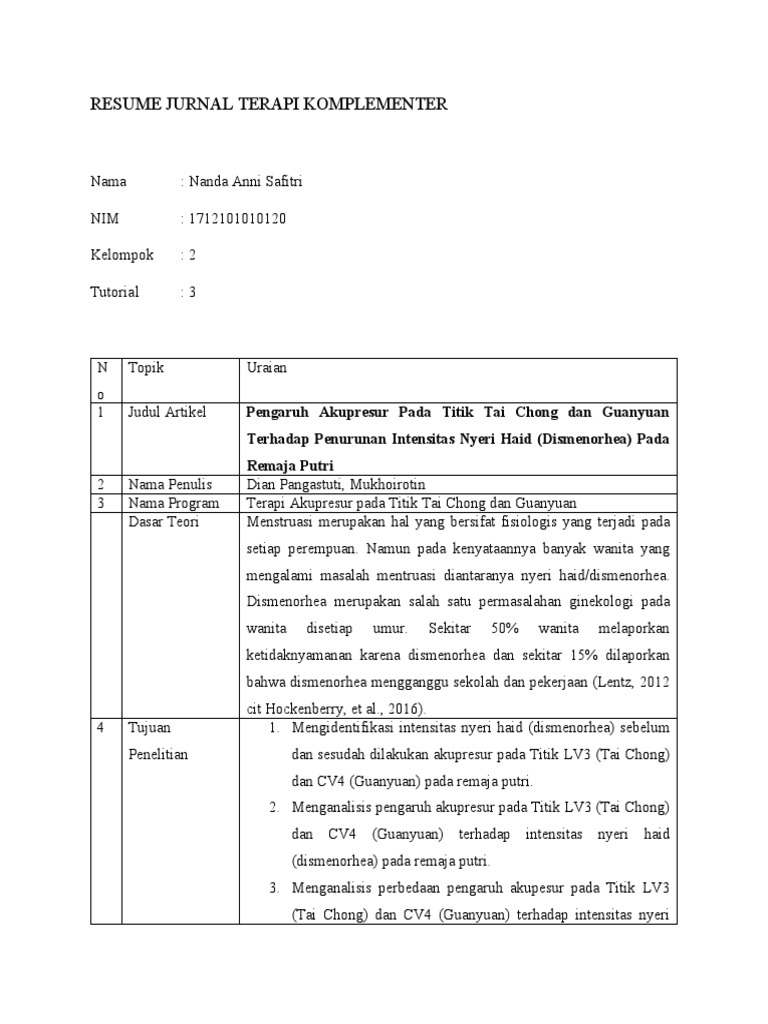 RESUME JURNAL Terapi Komplementer | PDF