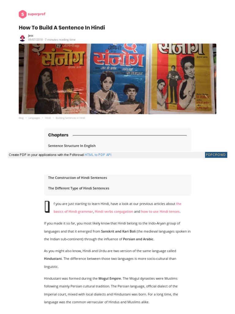 Hindi Grammar Structure Intensive Pdf Persian Language Linguistic