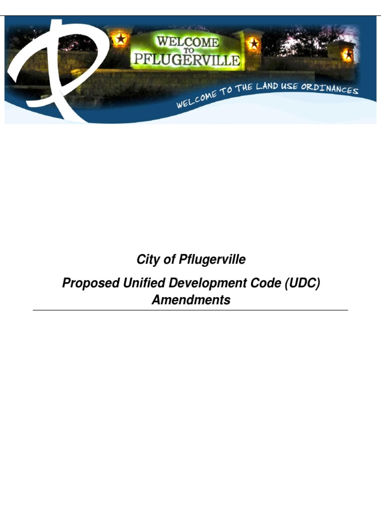 Proposed City of Pflugerville UNIFIED DEVELOPMENT CODE | PDF ...