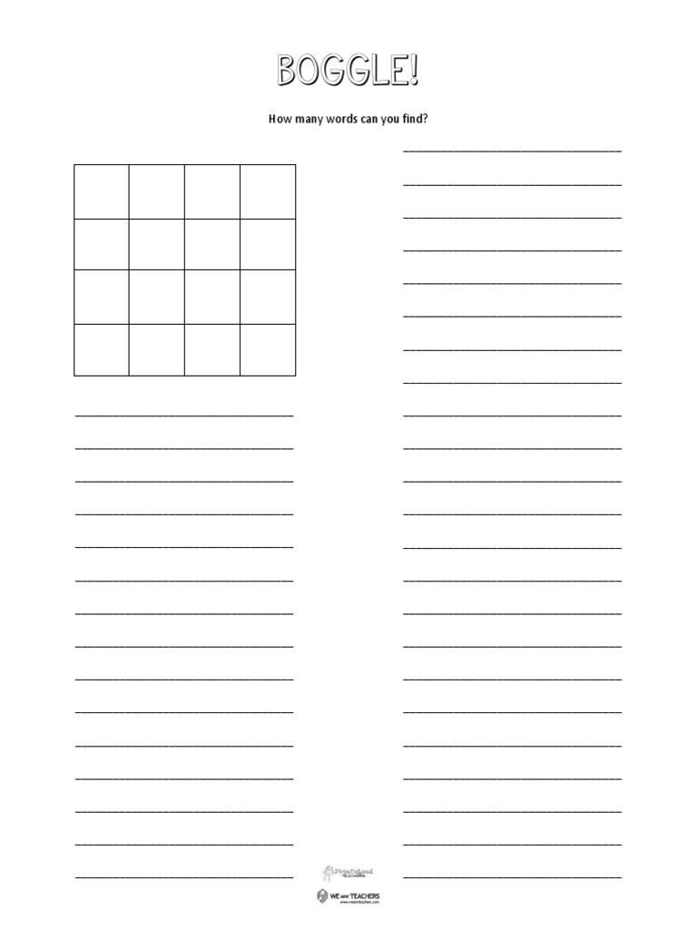 Boggle 4x4 PDF | PDF