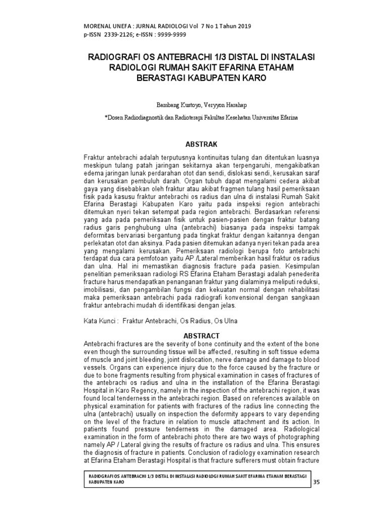 Radiografi antebrachi RS Efarina | PDF