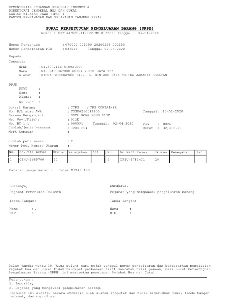 SPPB Aju 2150 PDF | PDF | Bisnis | Teknologi & Rekayasa