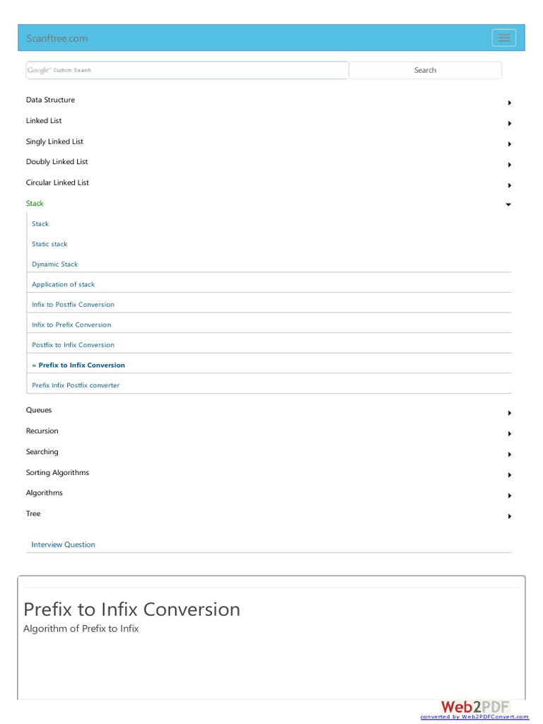 Prefix To Infix Conversion: Data Structure | PDF | Algorithms ...