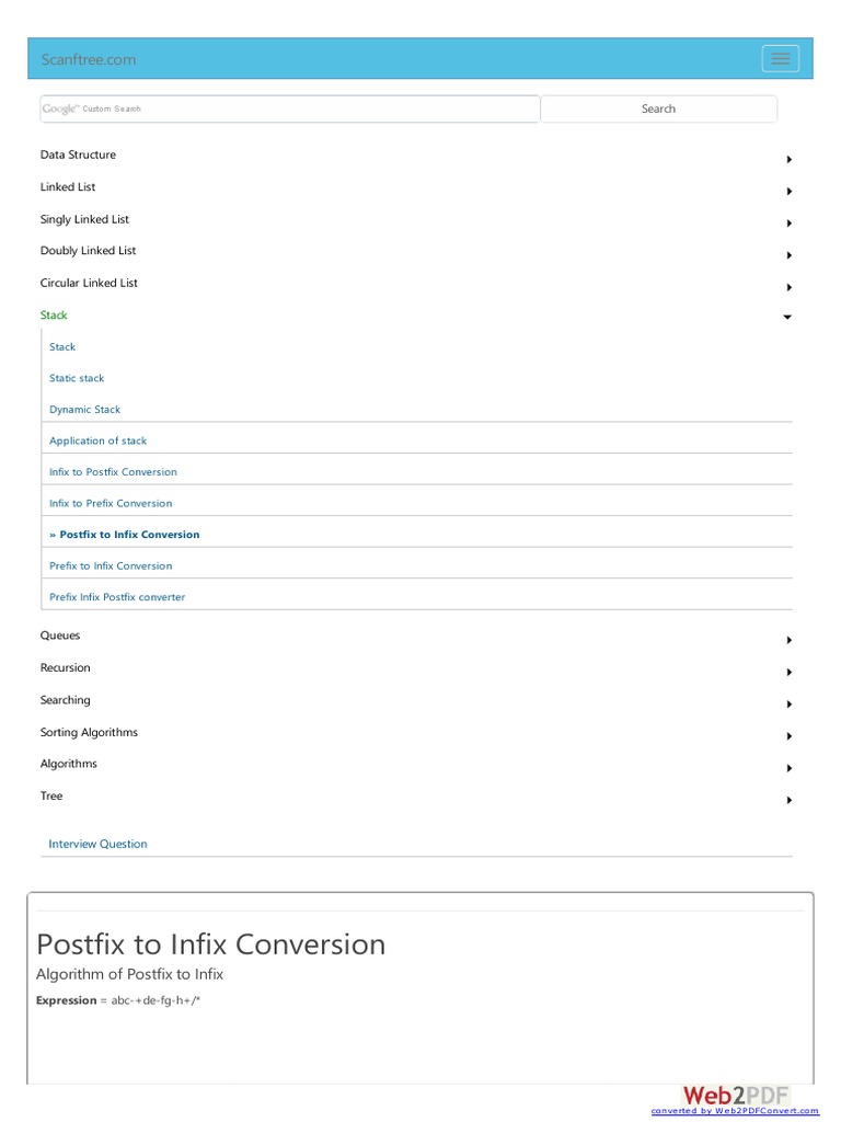 Postfix To Infix Conversion: Data Structure | PDF | Computer ... Postfix To Infix Conversion: Data Structure | PDF | Computer ...