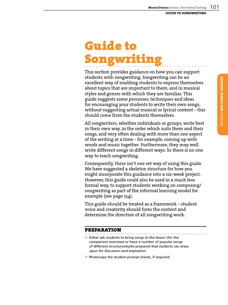 Guide To Songwriting: Preparation | PDF