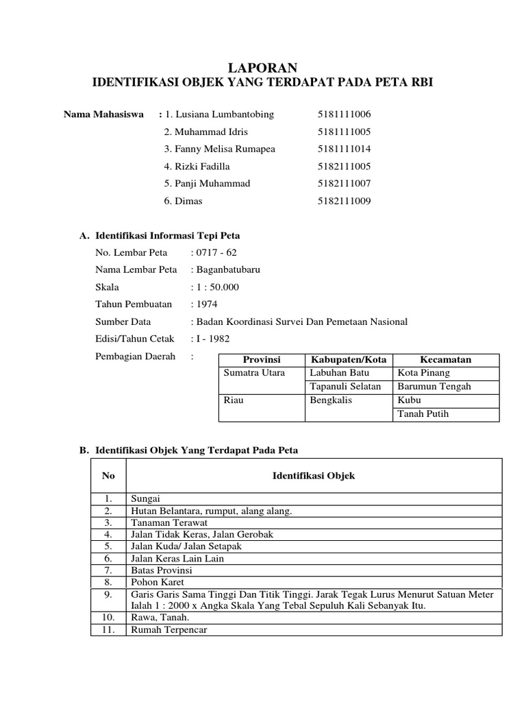 Laporan Identifikasi Peta Rbi | PDF