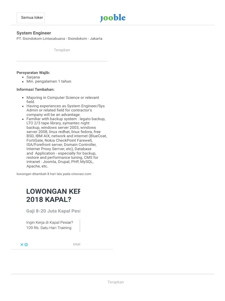Jooble - System Engineer | PDF