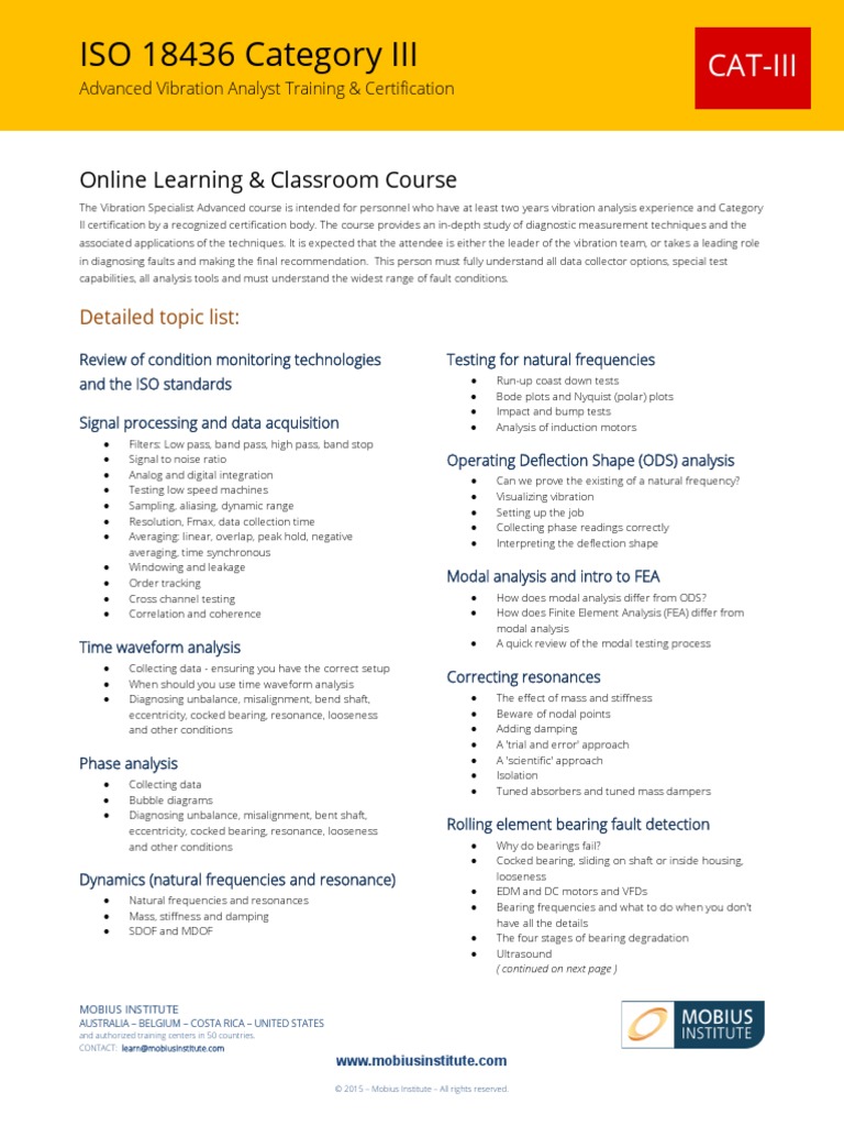 Iso 18436-2 Vibration Analysis Cat - III Topics Published 1546436736 ...