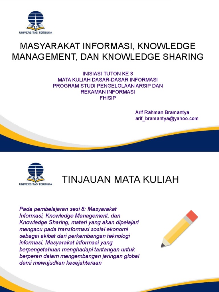 Masyarakat Informasi, Knowledge Management, Dan Knowledge Sharing | PDF