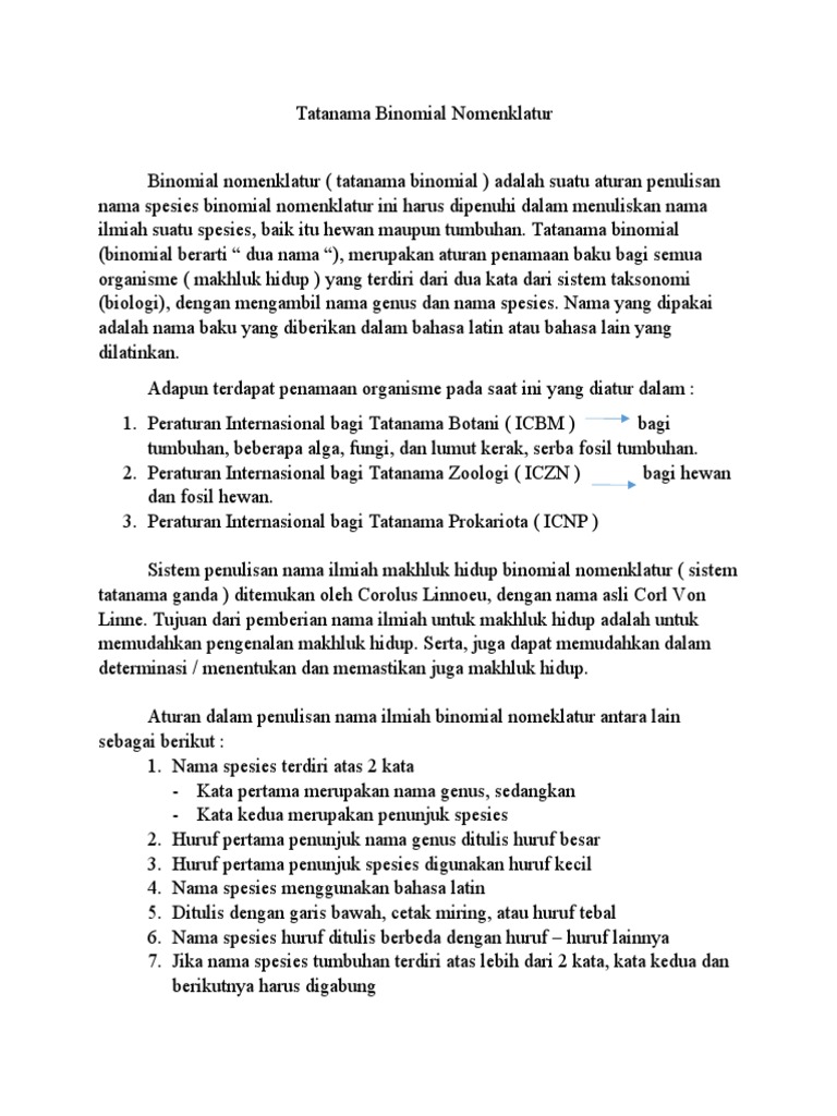 Tatanama Binomial Nomenklatur | PDF