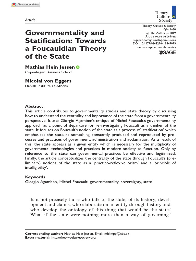 Towards a Foucauldian Theory of the State: Governmentality and ...