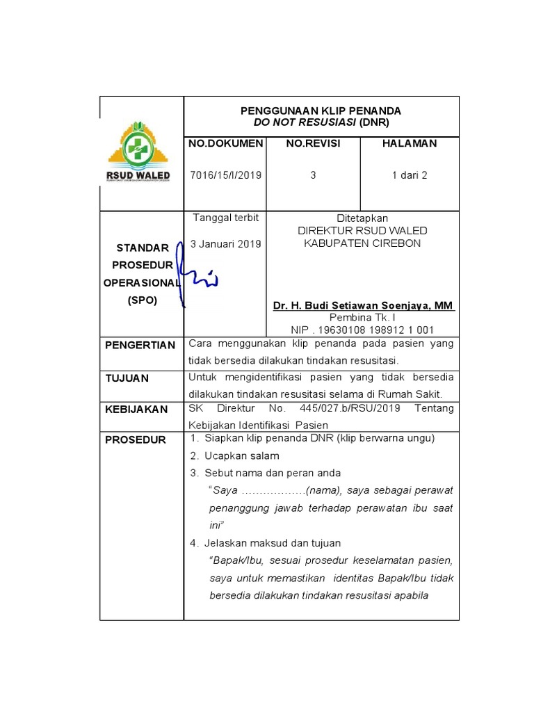 Spo Penggunaan Klip Penanda DNR | PDF