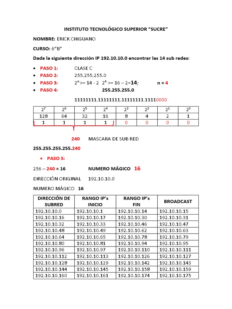 Ejercicio de Subneteo Con Numero Magico | PDF