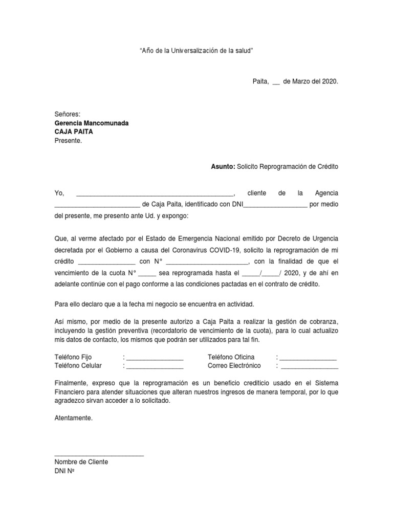 Solicitud Reprogramación | PDF