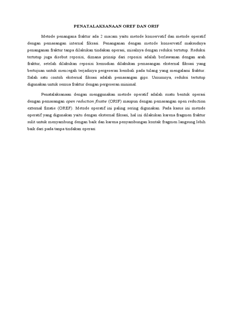 Penatalaksanaan Oref Dan Orif | PDF