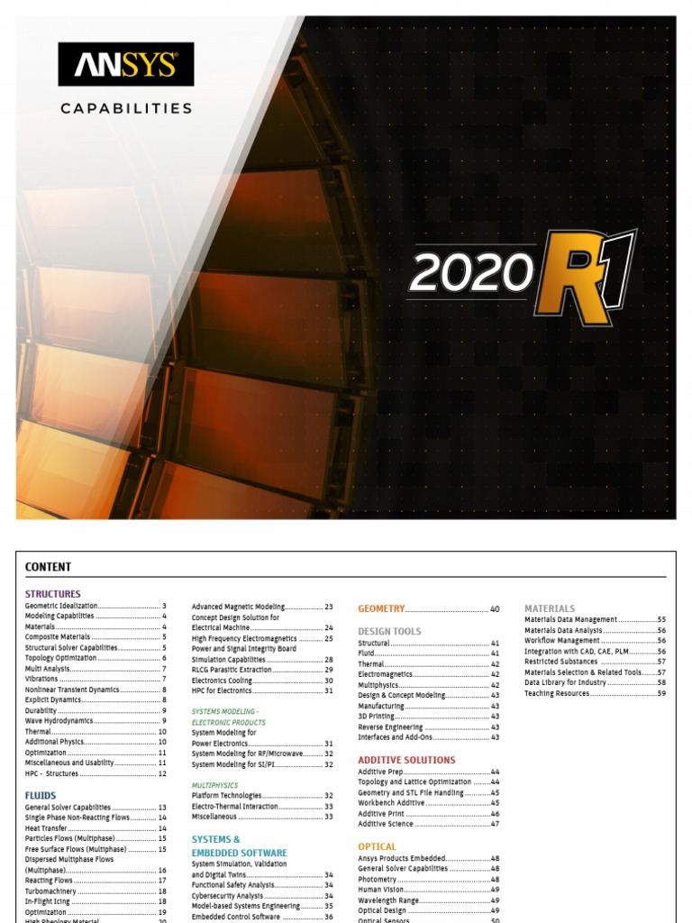 Ansys Capabilities Chart 2020 r1 v2 PDF | PDF | Fluid Dynamics ...