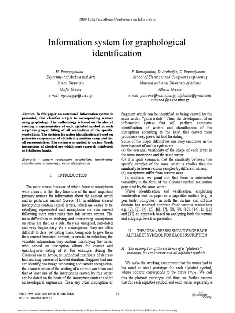 Information System For Graphological Ide PDF | PDF | Epigraphy ...