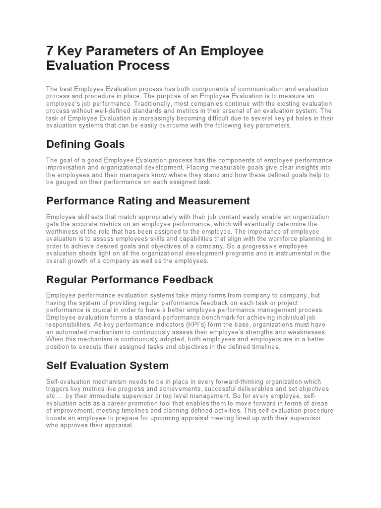 7 Key Parameters of An Employee Evaluation Process: Defining Goals ...
