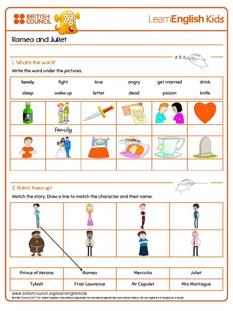 Short Stories Shakespeare Romeo and Juliet Worksheet PDF | PDF ...