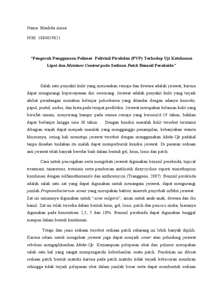 Rancangan Sediaan Patch | PDF