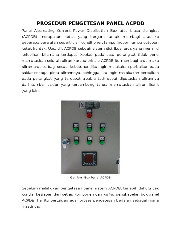 Prosedur Pengetesan Acpdb | PDF