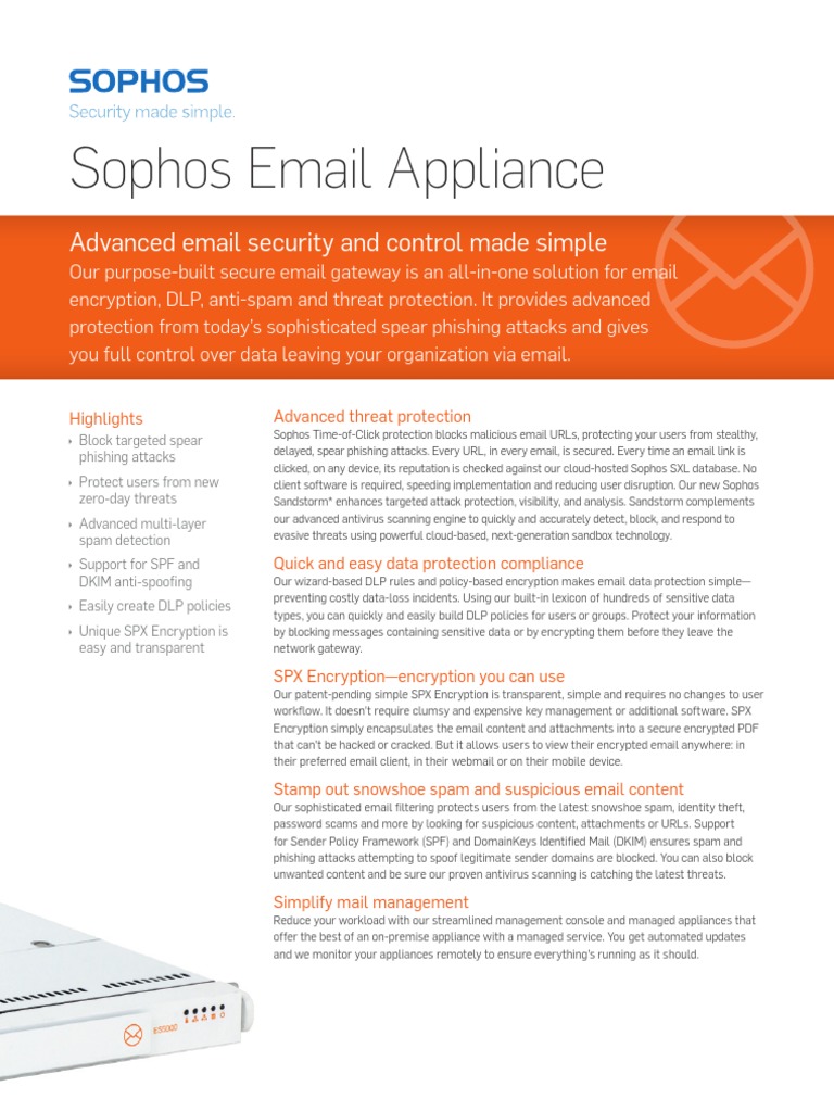 Sophos Email Appliance: Advanced Email Security and Control Made Simple ...