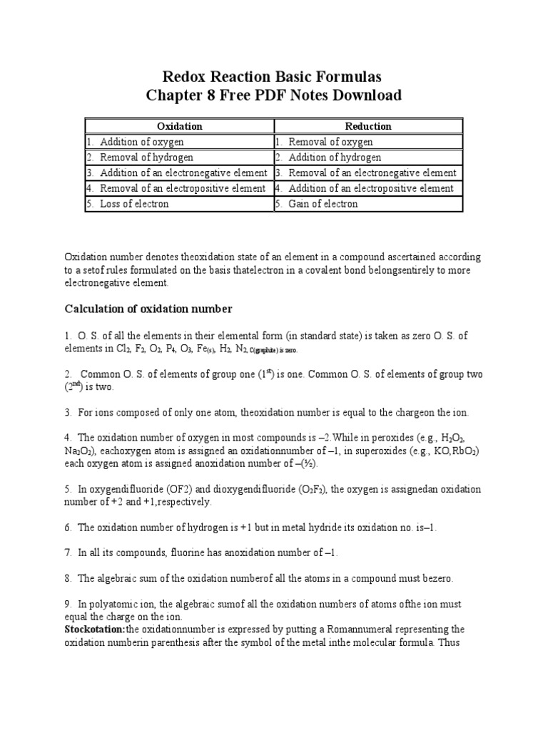 Understanding Redox Reactions: Key Concepts, Formulas, and Examples ...