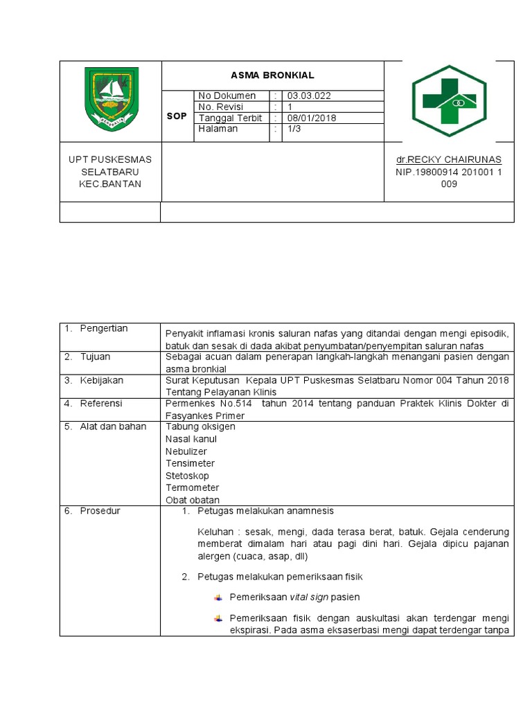 SOP Asma Bronkial | PDF