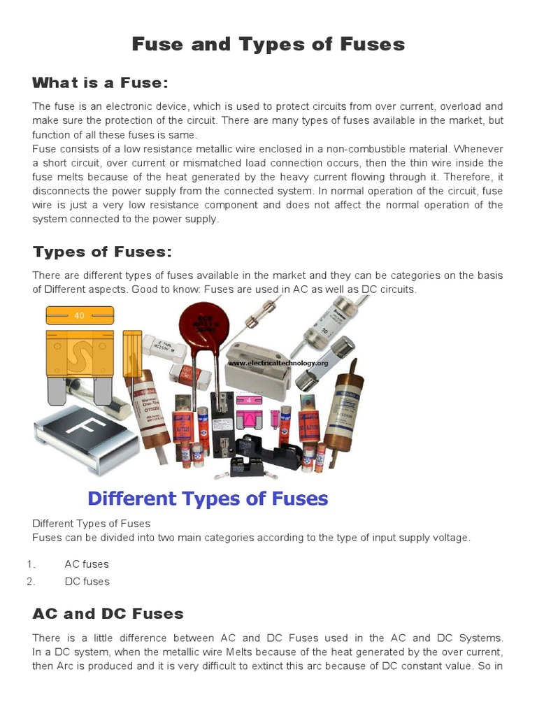 Fuse and Types of Fuses | PDF | Fuse (Electrical) | Power Supply
