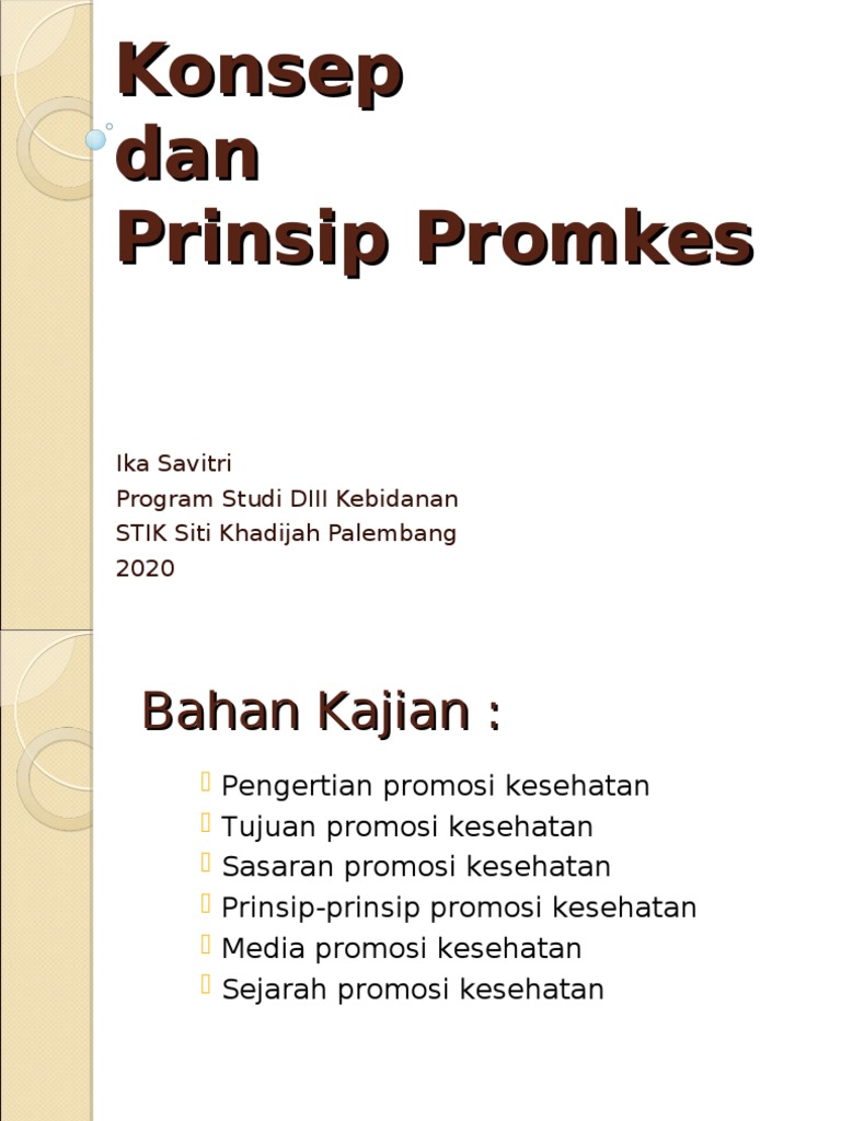 1, 2 Konsep Dan Prinsip Promkes | PDF