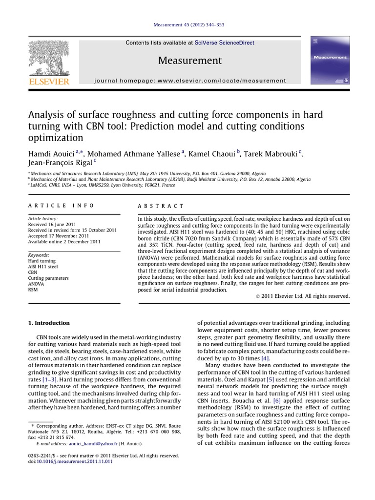 Analysis Of Surface Roughness And Cutting Force Components In Hard