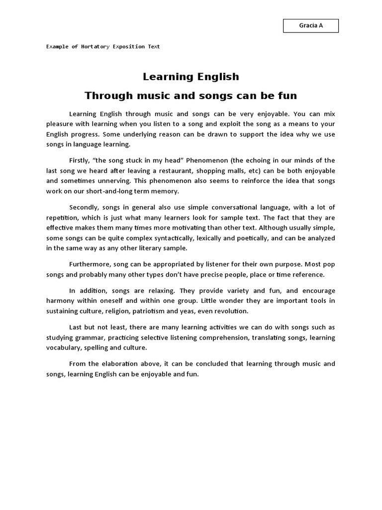 Example of Hortatory Exposition Text | PDF