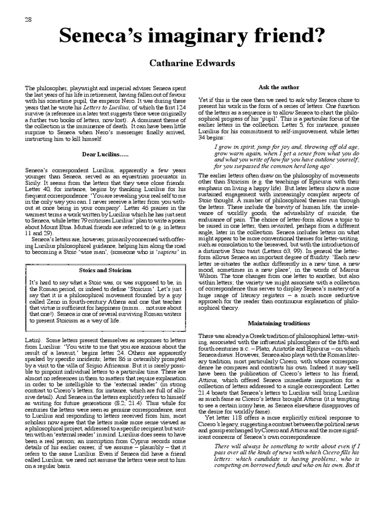 Seneca's Imaginary Friend?: Catharine Edwards | PDF | Seneca The ...