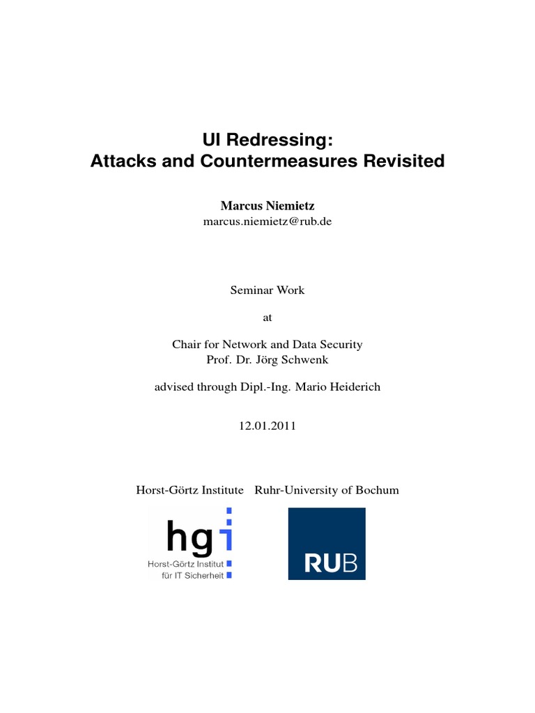 UI Redressing: Attacks and Countermeasures Revisited: Marcus Niemietz ...