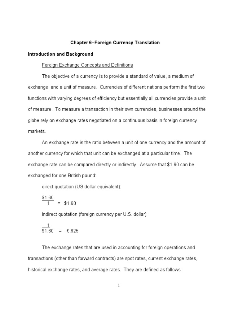 Chapter 6-Foreign Currency Translation Introduction and Background ...