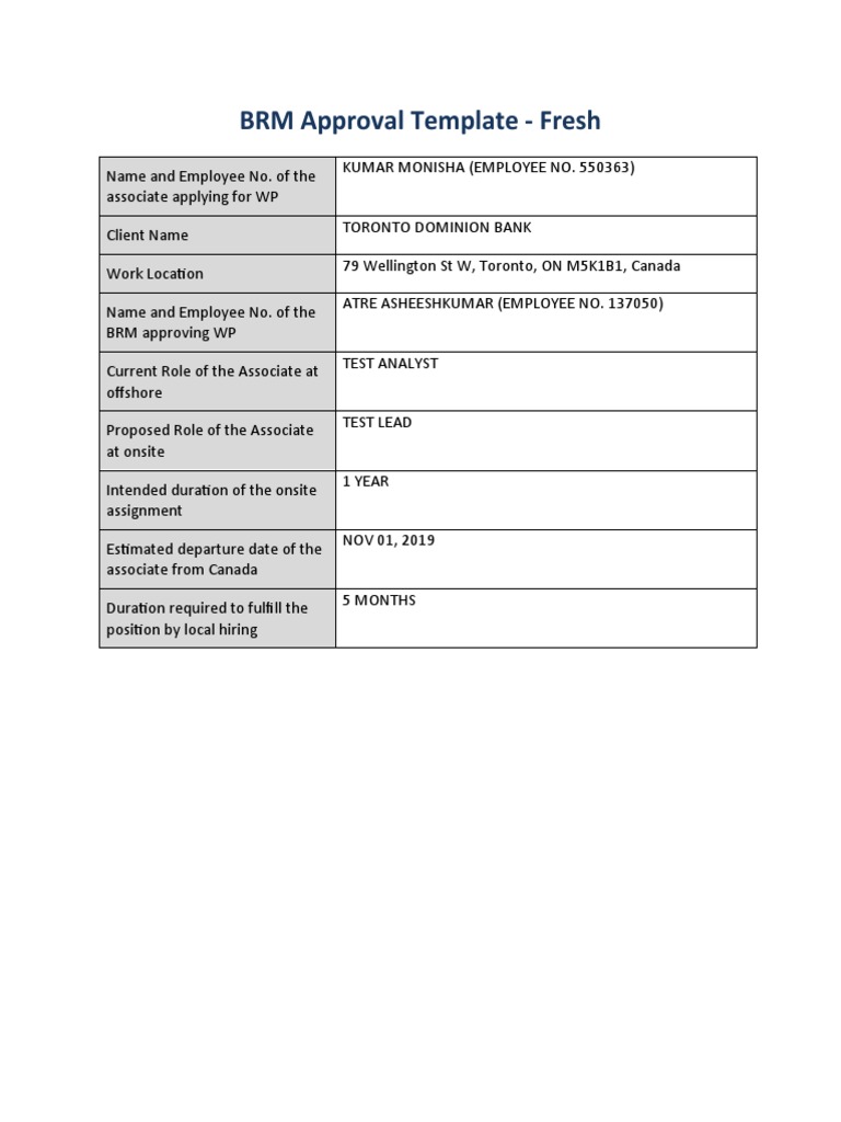 BRM Approval Template | PDF | Business | Finance & Money Management