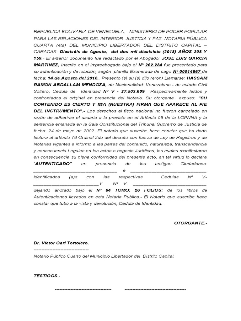 Autenticación Notarial en Venezuela | PDF | Gobierno | Justicia