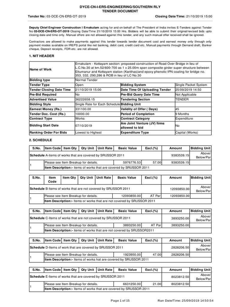 viewNitPdf - 2893740 Railway Tender | PDF | Deep Foundation | Concrete