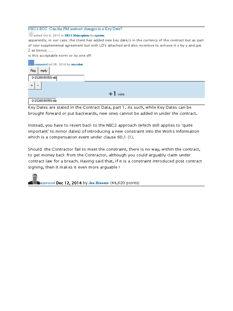 NEC3 ECC Key Dates | PDF