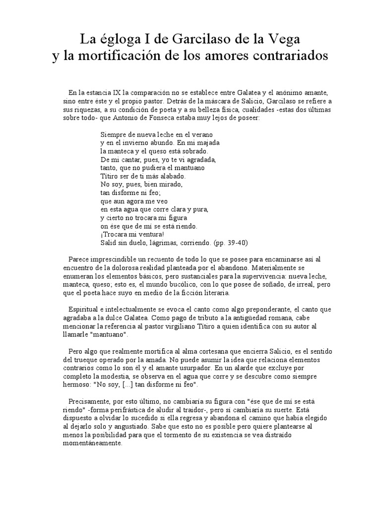 La Égloga I de Garcilaso de La Vega | PDF | Metro (poesía) | Poesía