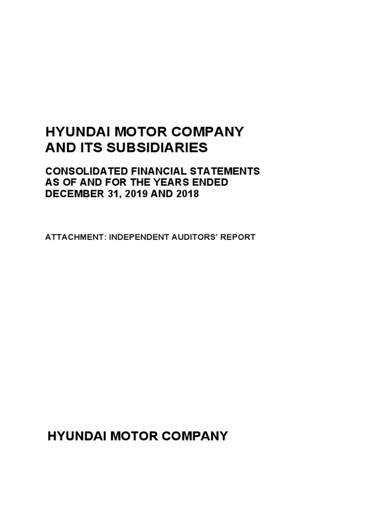 Hyundai Motor Company Fy 2019 Consolidated Final | PDF | Going Concern ...