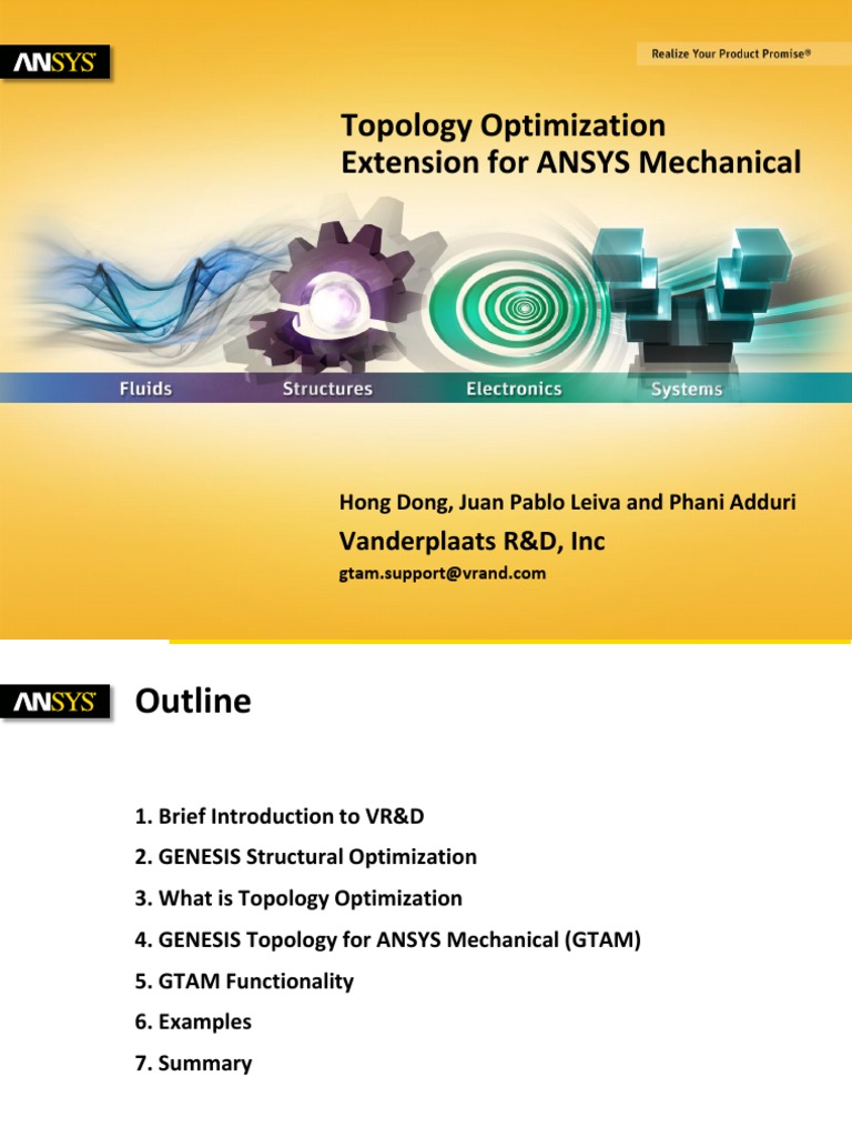 Topology Optimization Extension For ANSYS Mechanical: Vanderplaats R&D, Inc | PDF | Deformation ...