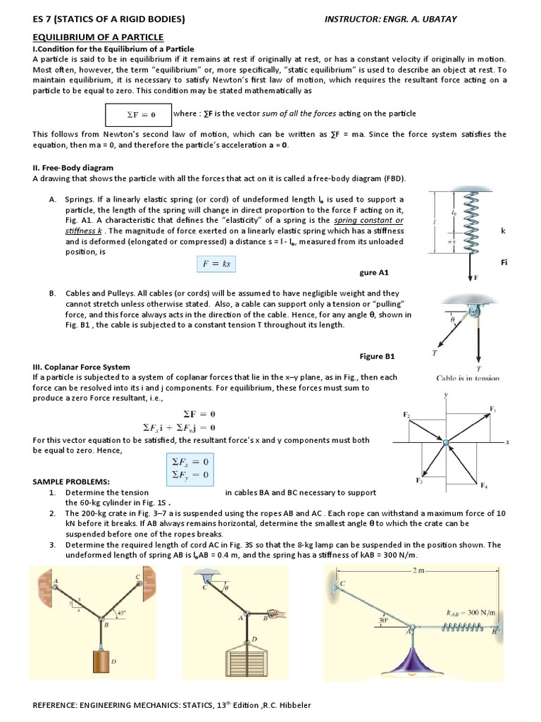 Equilibrium of Particles: Conditions, Free-Body Diagrams, and Solving ...