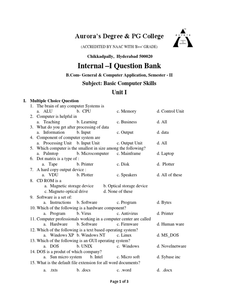 Basic Computer Skills PDF | PDF | Input/Output | Computer Data Storage