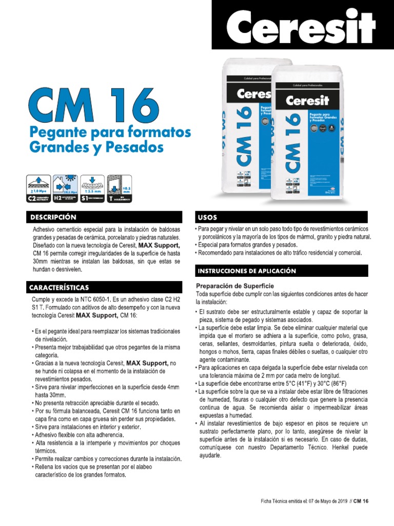 Ficha Tecnica Ceresit CM16 | PDF