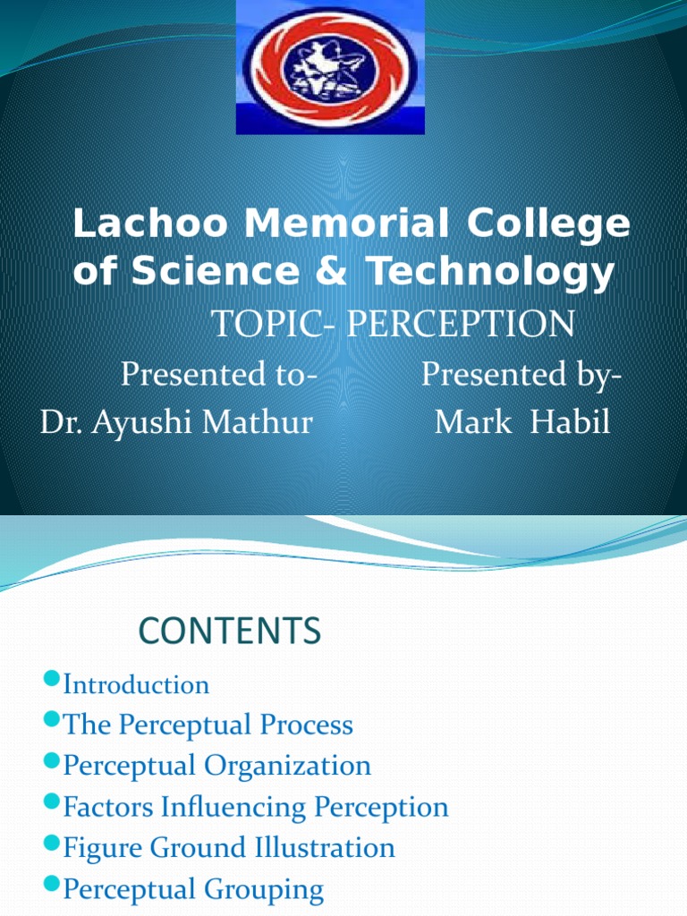 Lachoo Memorial College of Science & Technology | PDF | Senses | Perception