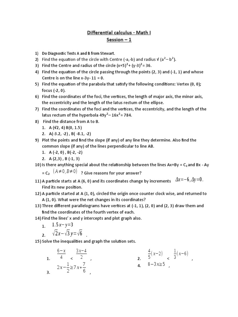 Differential Calculus Exercises and Applications | PDF | Ellipse ...